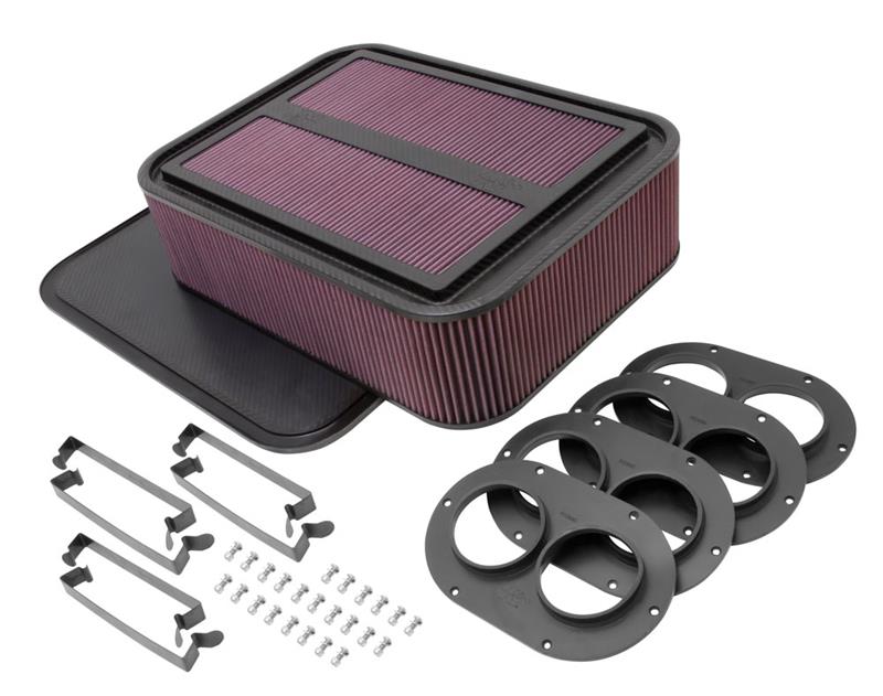 K&N Custom Racing Air Filter - Rectangular Carbon Fiber 4in Air Box w ...